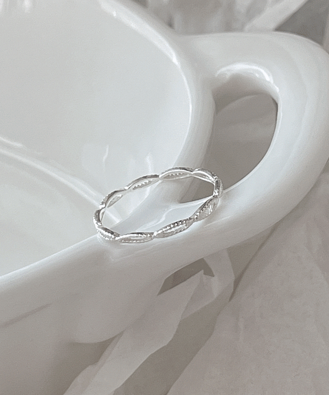끌렌느 [Silver925] 슬림 레이스 925 실버 반지