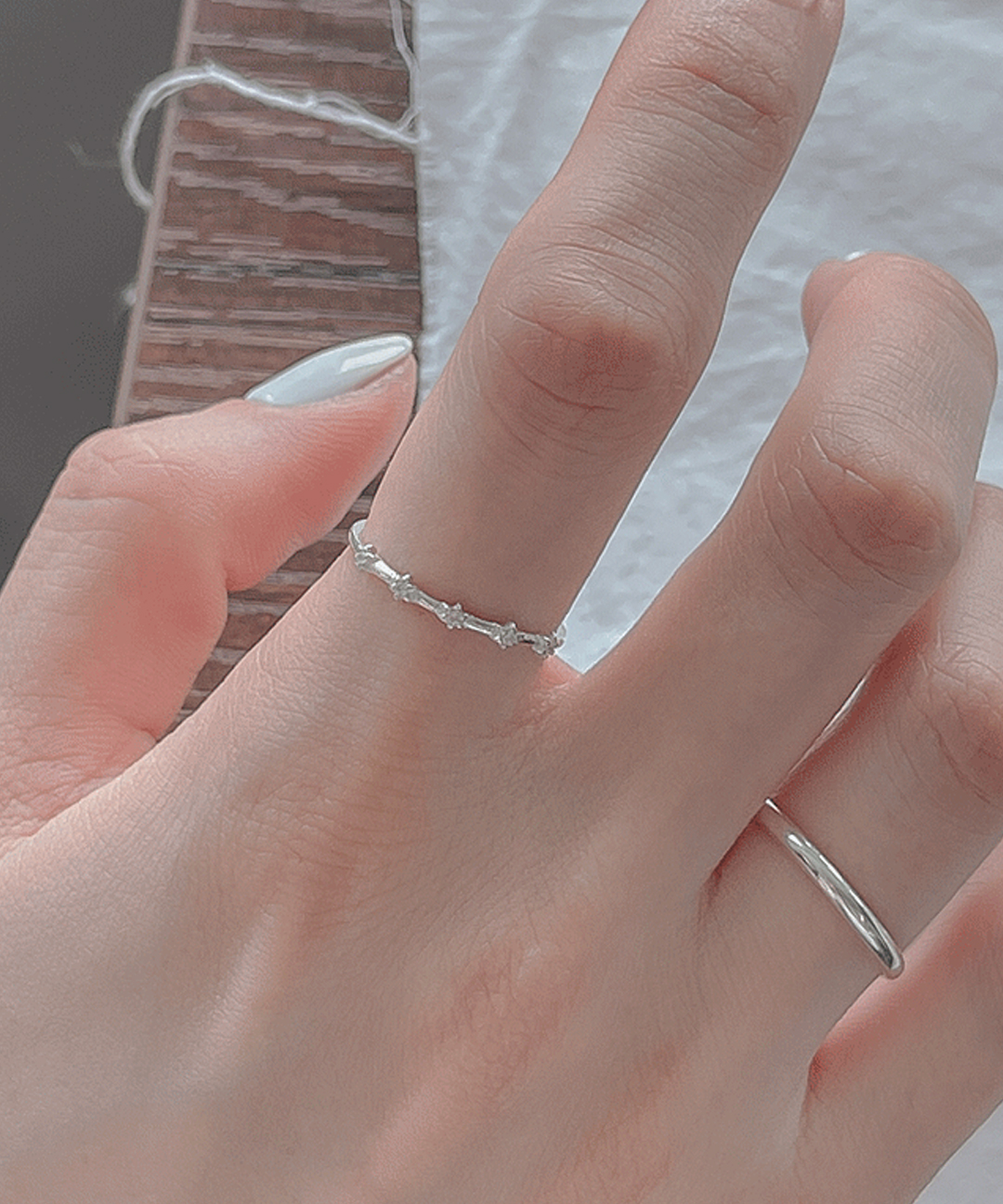 끌렌느 [Silver925] 화이트 참 스톤 925 실버 반지