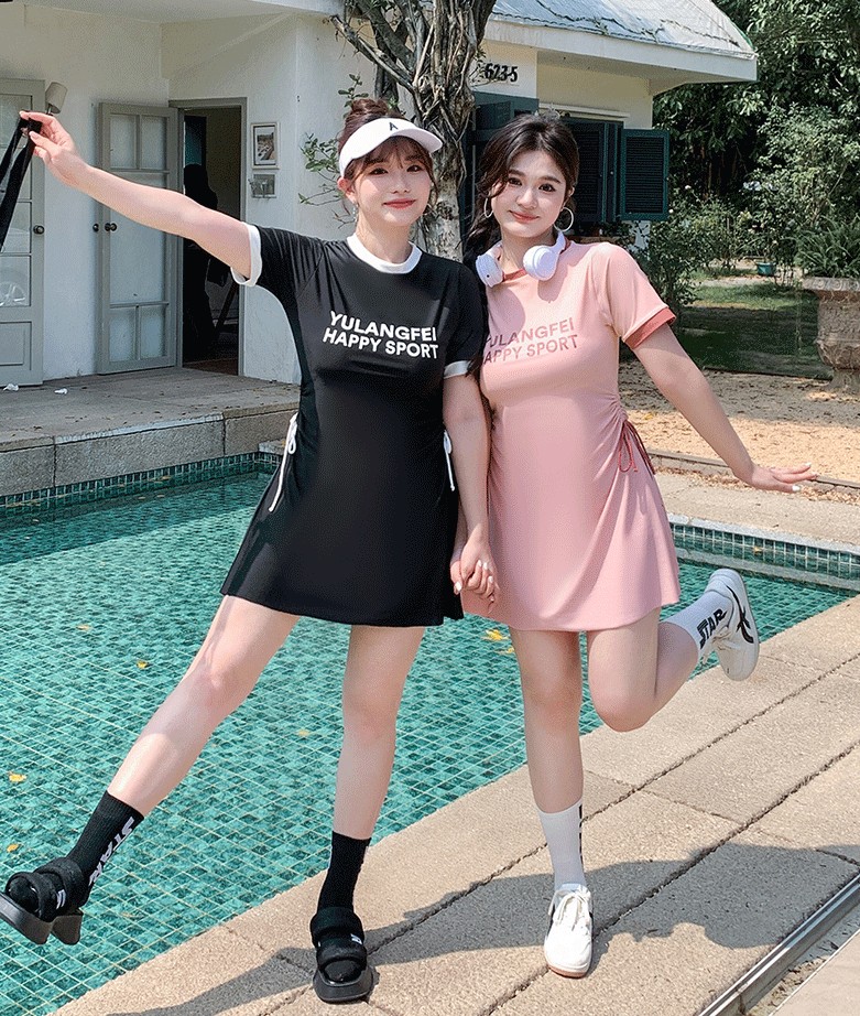 [XL-5XL/전신커버] 빅사이즈 해피해피 반팔 래쉬가드 원피스 수영복