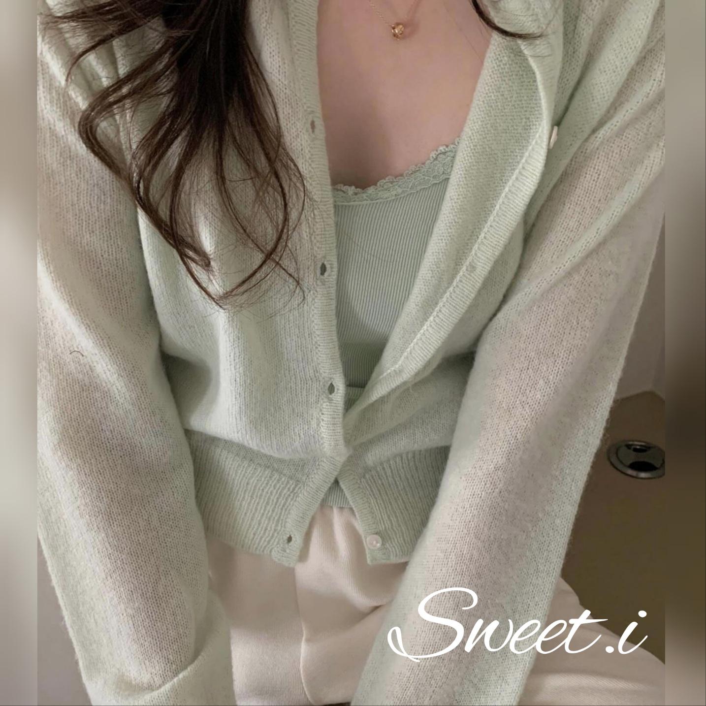 스윗아이 프리티영띵 베이비 알파카 가디건 뒷리본 자수 Pyt 봄 4col 프영띵