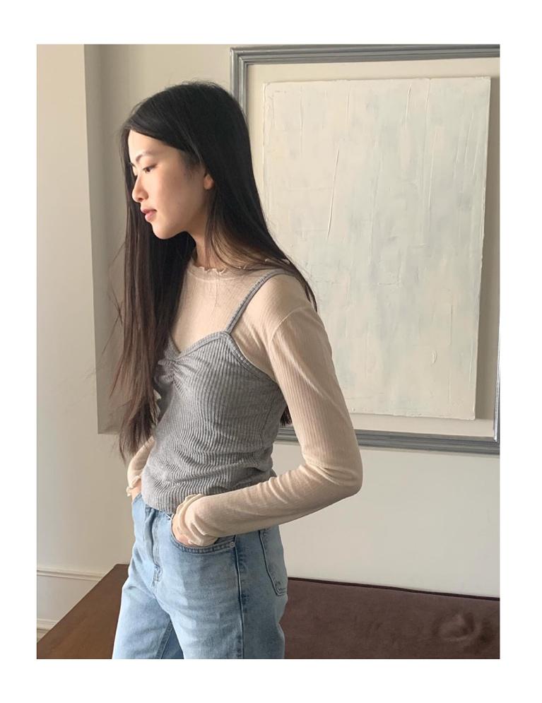 비엔느 Jinsim 진심 베르제 뷔스티에 슬리브리스 골지 나시 (3c)