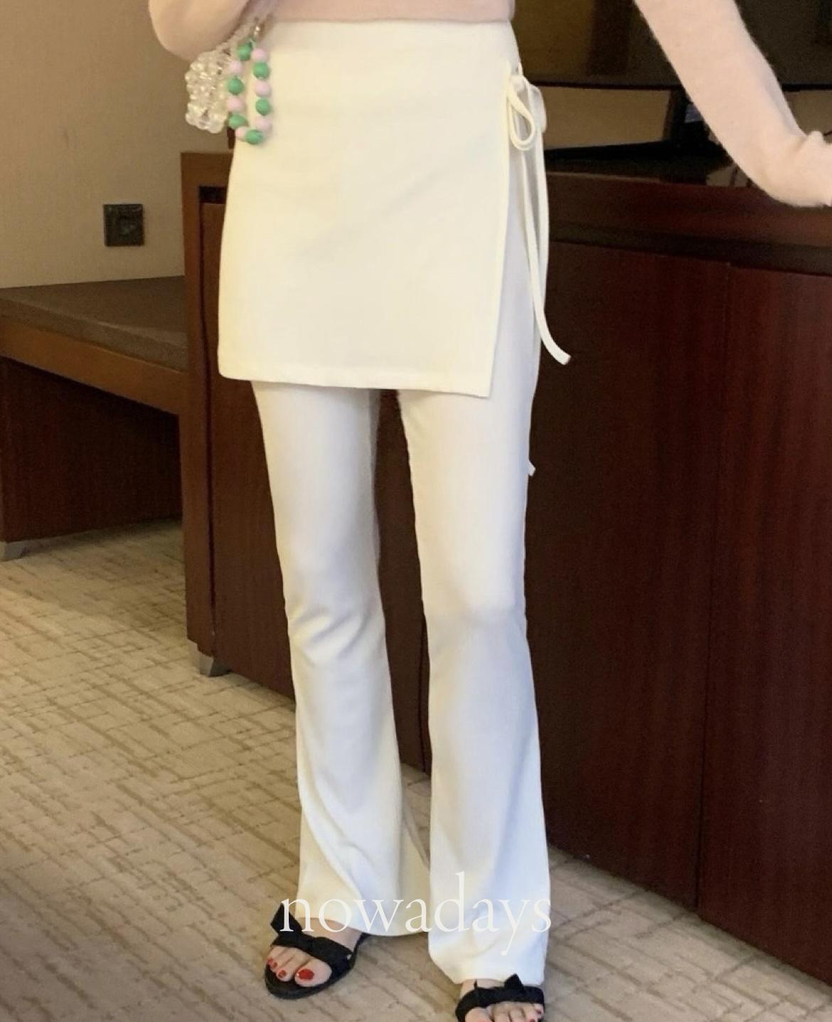 나우어데이즈 miel 미엘 시에나 랩 팬츠 리본 스트랩 밴딩 치마 바지 (2col)