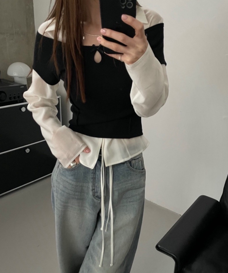 힙이레 FL 플라워 허그 리본 티셔츠 - 2C