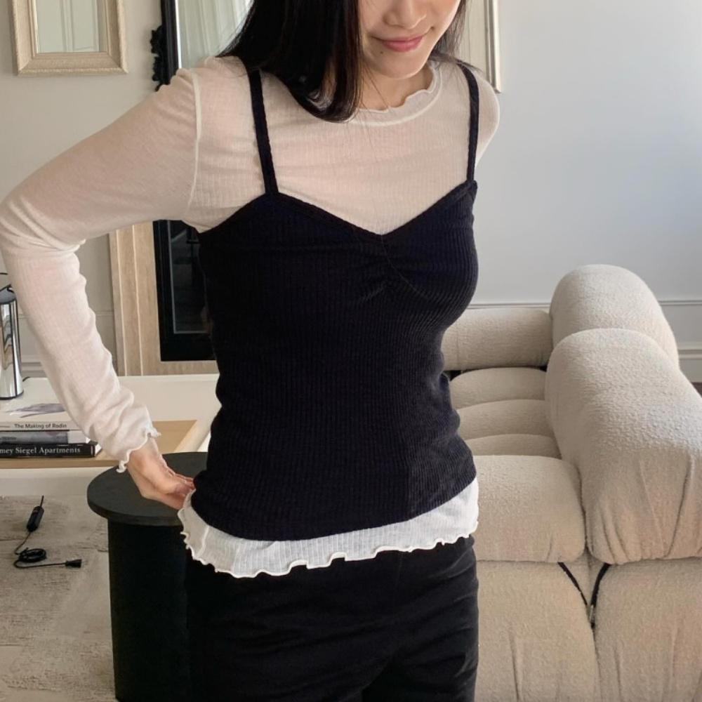 (블랙당일) 진심 jinsim 베르제 셔링 나시 뷔스티에 티셔츠