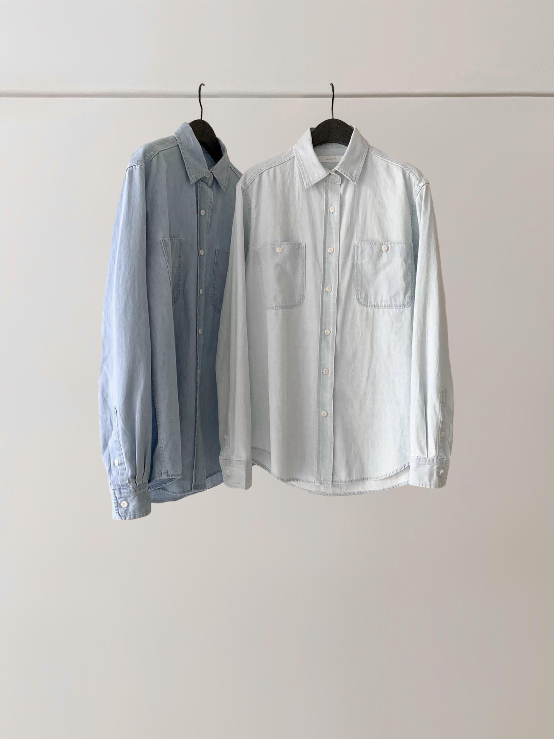 나우어데이즈 OUNCE 온스 워싱 데님 셔츠 코튼 긴팔 카라 포켓 청남방 (2col)