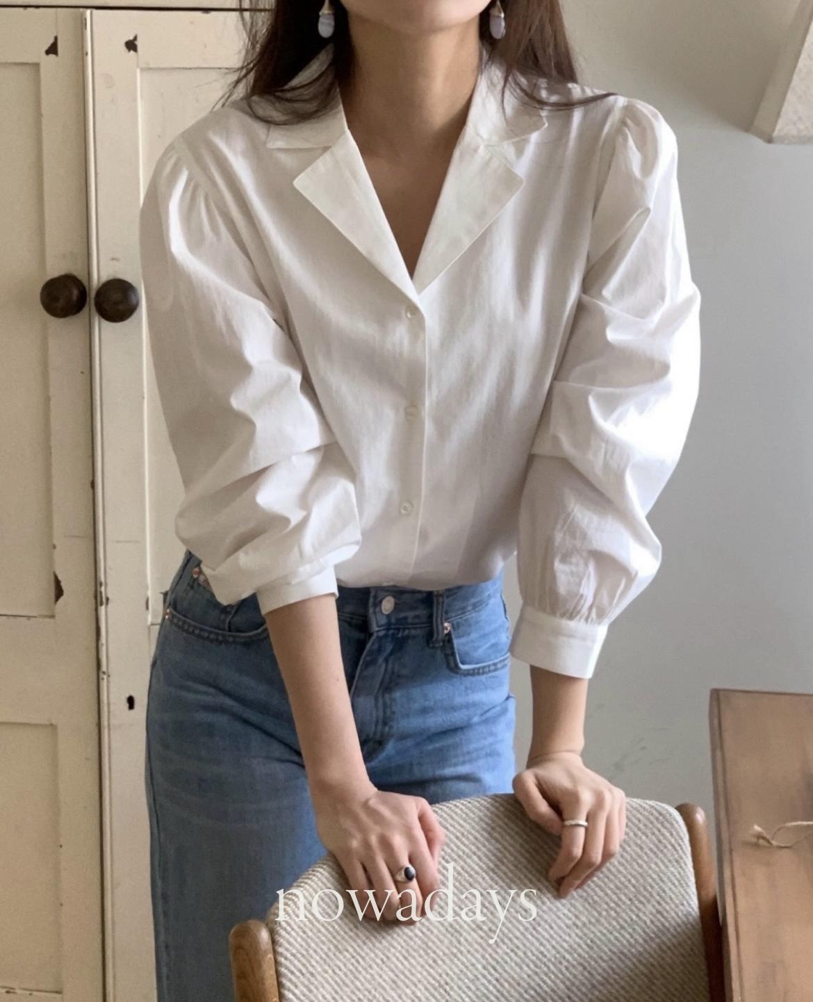 나우어데이즈 founders 파운더스 파올라 셔츠 코튼 긴팔 오픈카라 플라워 블라우스 (3col)