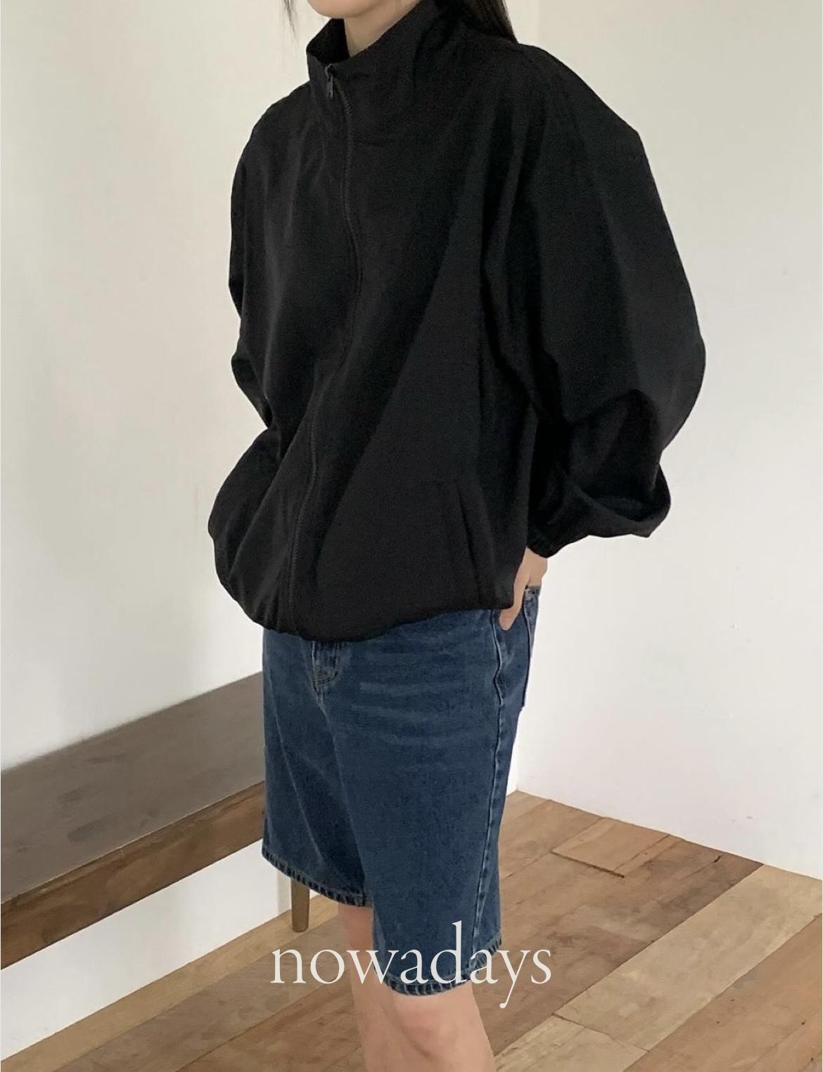 오브젝트 글로시 점퍼 나일론 긴팔 하이넥 바람막이 집업 jp (2col)