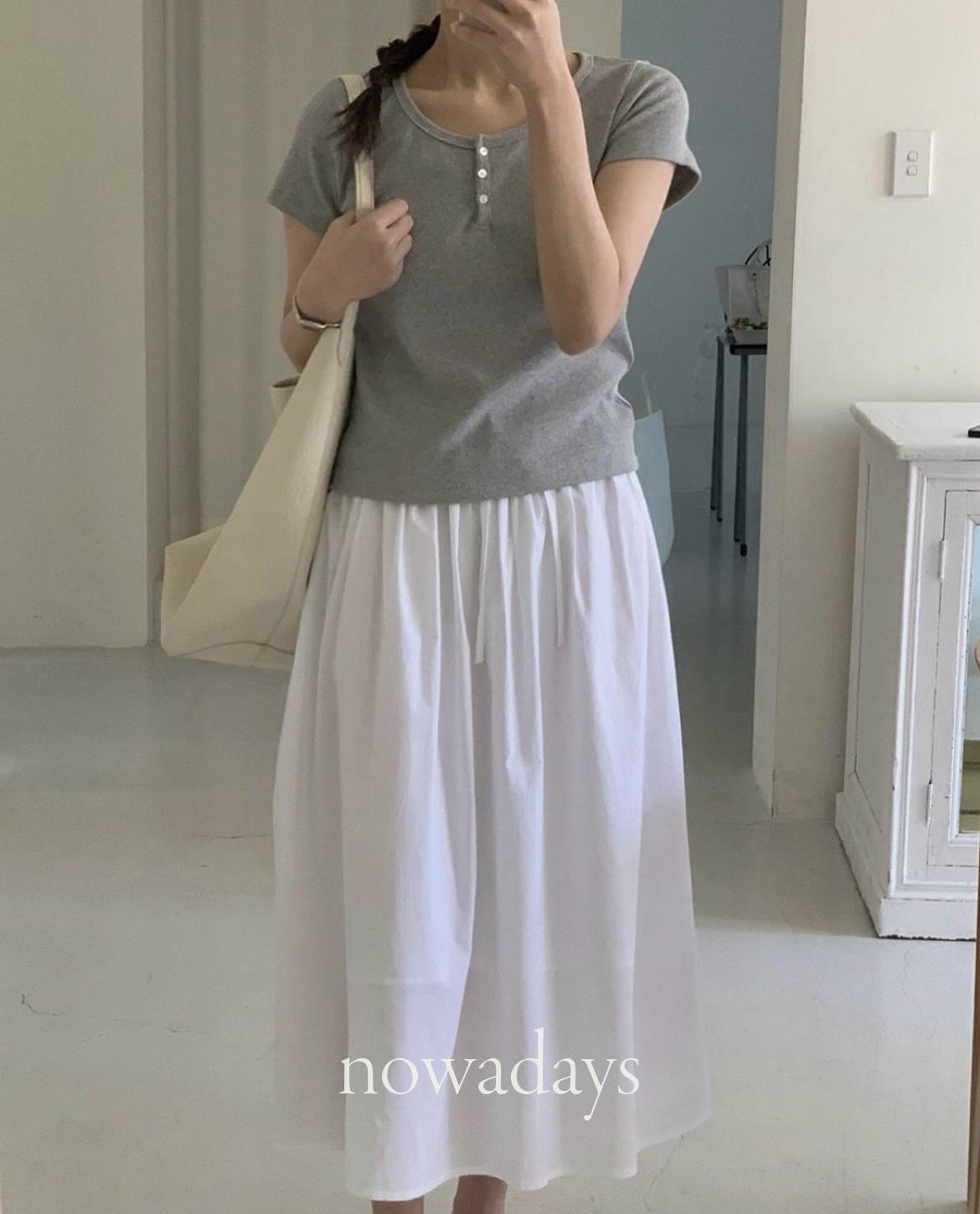 monique 모니크 에디 버튼 티셔츠 코튼 반팔 유넥 데일리 t (3col)