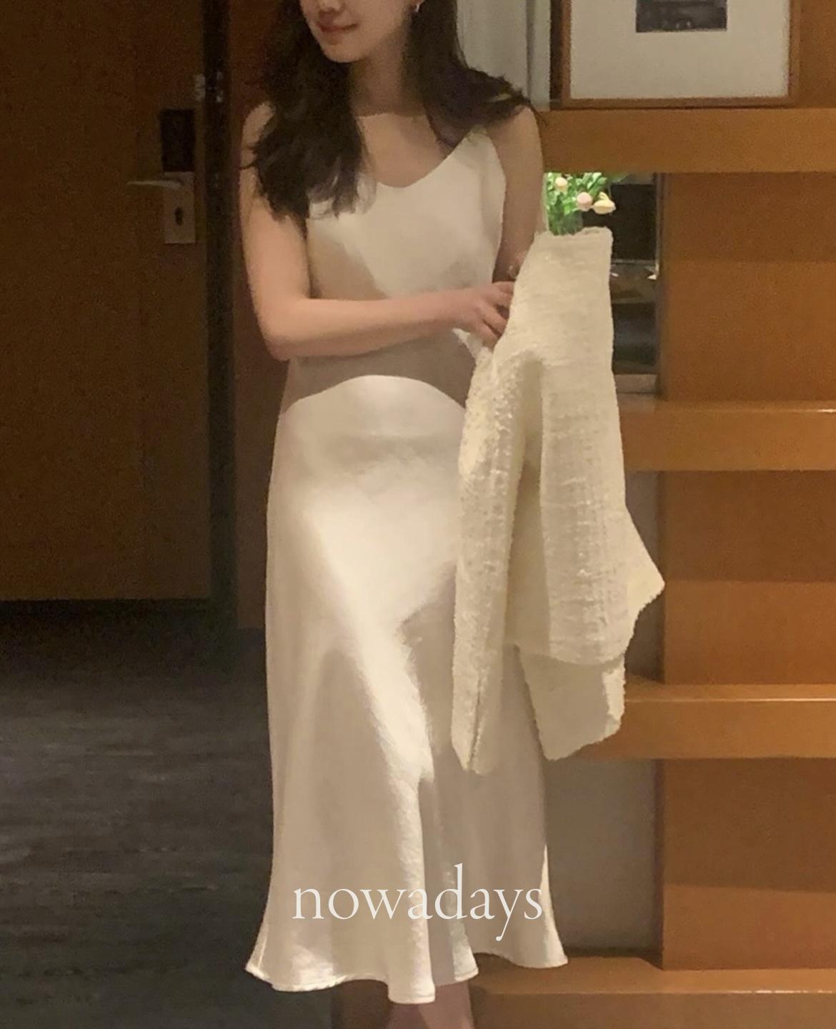 버베인 클로이 실크 슬리브리스 원피스 끈 나시 민소매 롱 ops (2col)