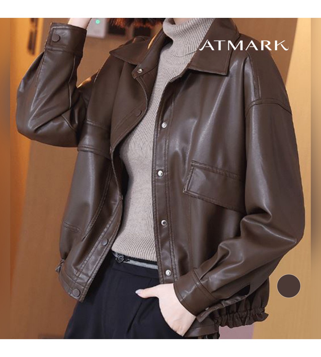 앳마크 ATMARK (77까지)스냅버튼레더점퍼_AA36JP012G