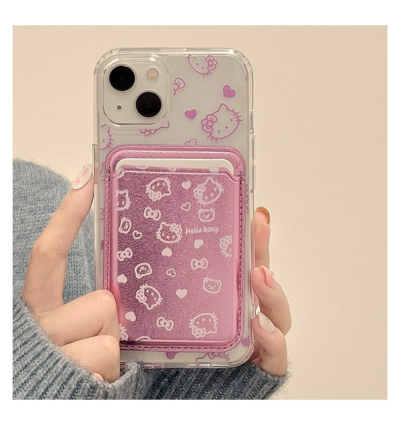 앤틱케이스 맥세이프카드지갑세트💛 실버 핑크 고양이 맥세이프케이스 범퍼케이스 폰케이스 아이폰15프로케이스 15프로맥스 14프로맥스 13프로맥스 아이폰프로케이스 폰케이스 14프로케이스