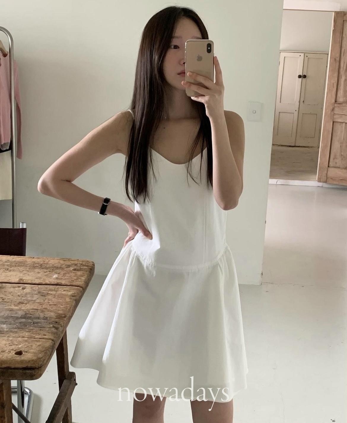 나우어데이즈 [SALE] 당일 / jinsim 진심 로지 원피스 코튼 슬리브리스 A라인 플레어 미니 ops (2col)