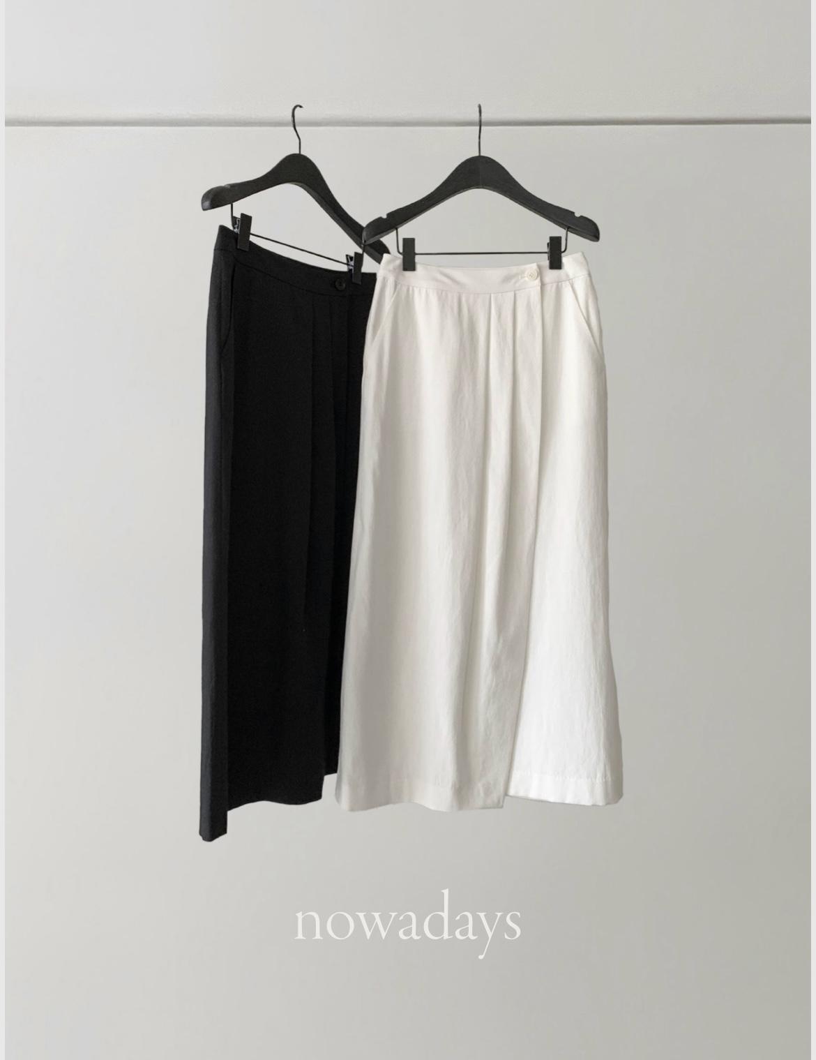 나우어데이즈 OUNCE 온스 투턱 랩 스커트 코튼 린넨 A라인 롱 치마 (2col)