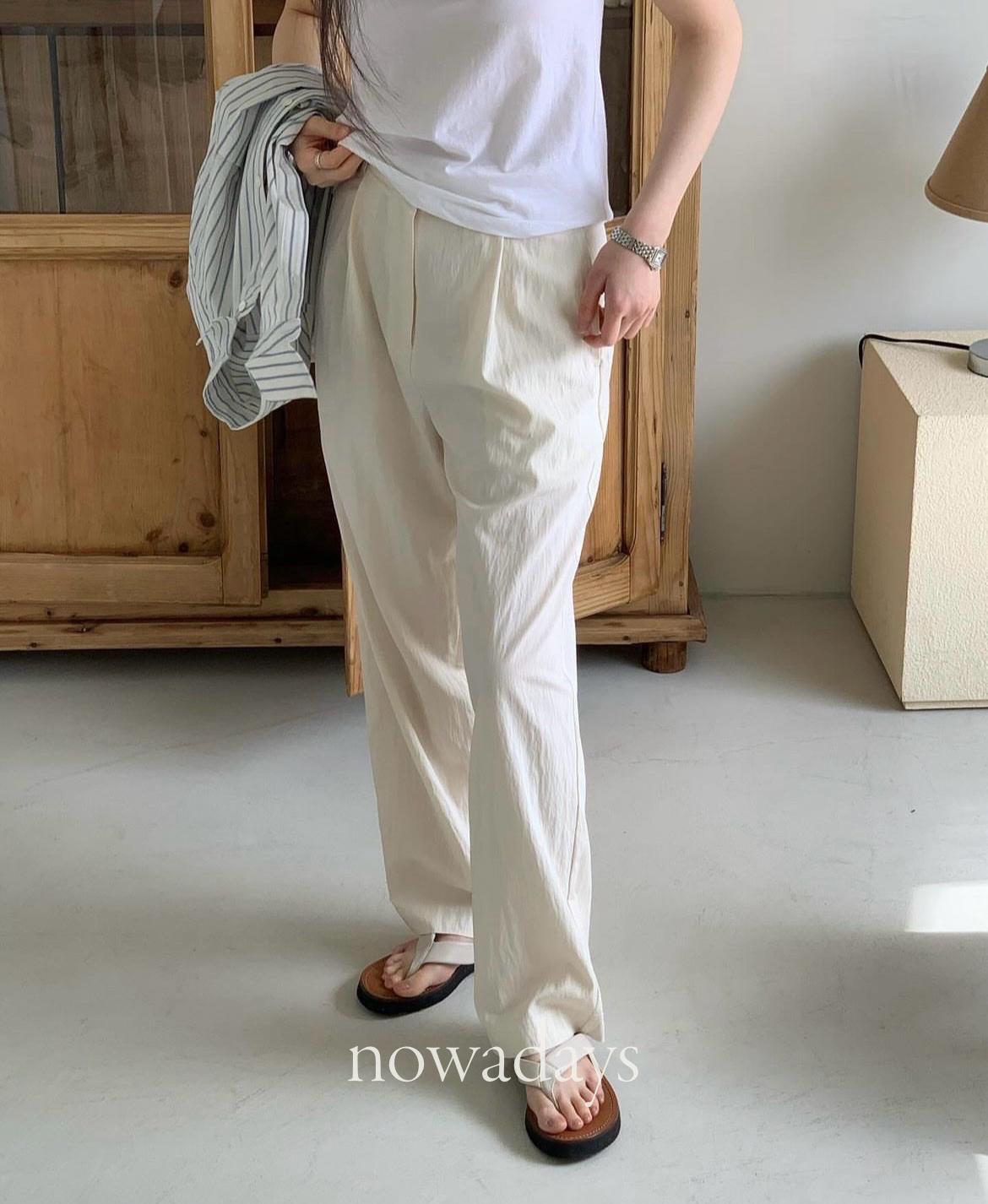 jinsim 진심 마쇼 팬츠 나일론 핀턱 일자 바지 (3col)