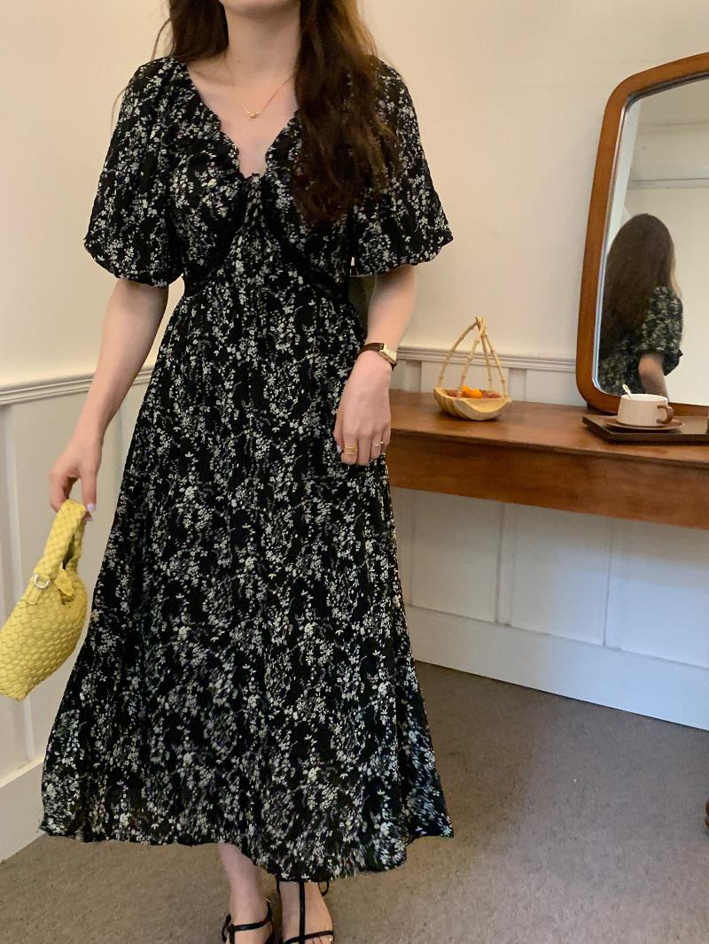 슬랜 더닌 플라워 레이스 롱 원피스 4322