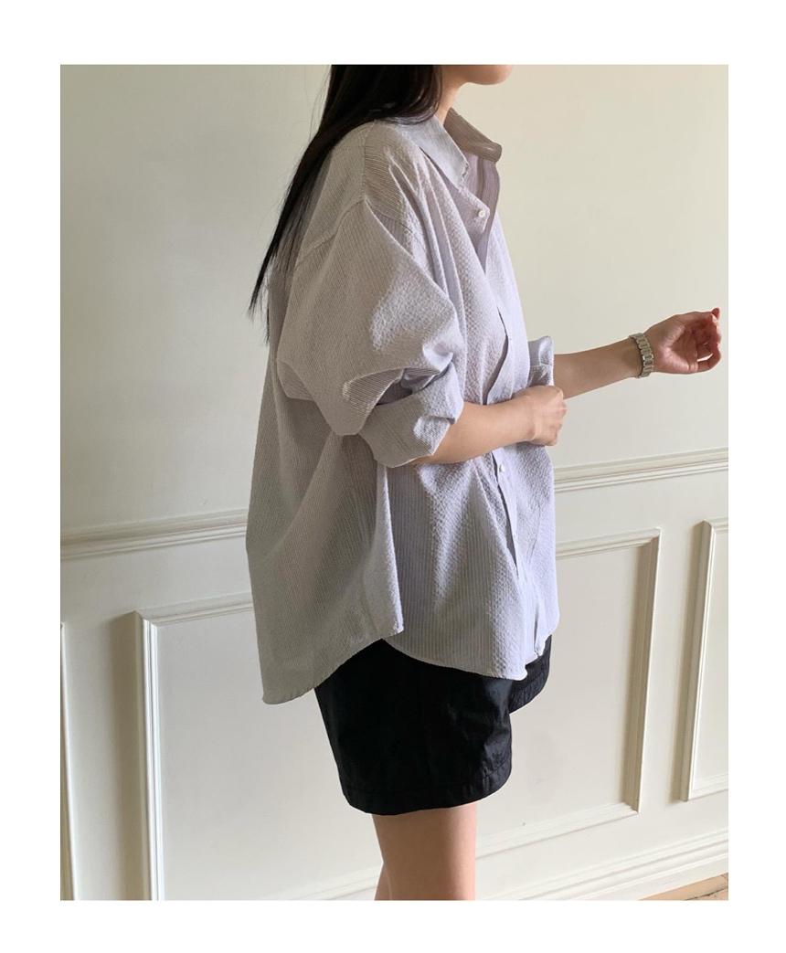 Object 오브젝트 써커 스트라이프 셔츠 남방 (2c)