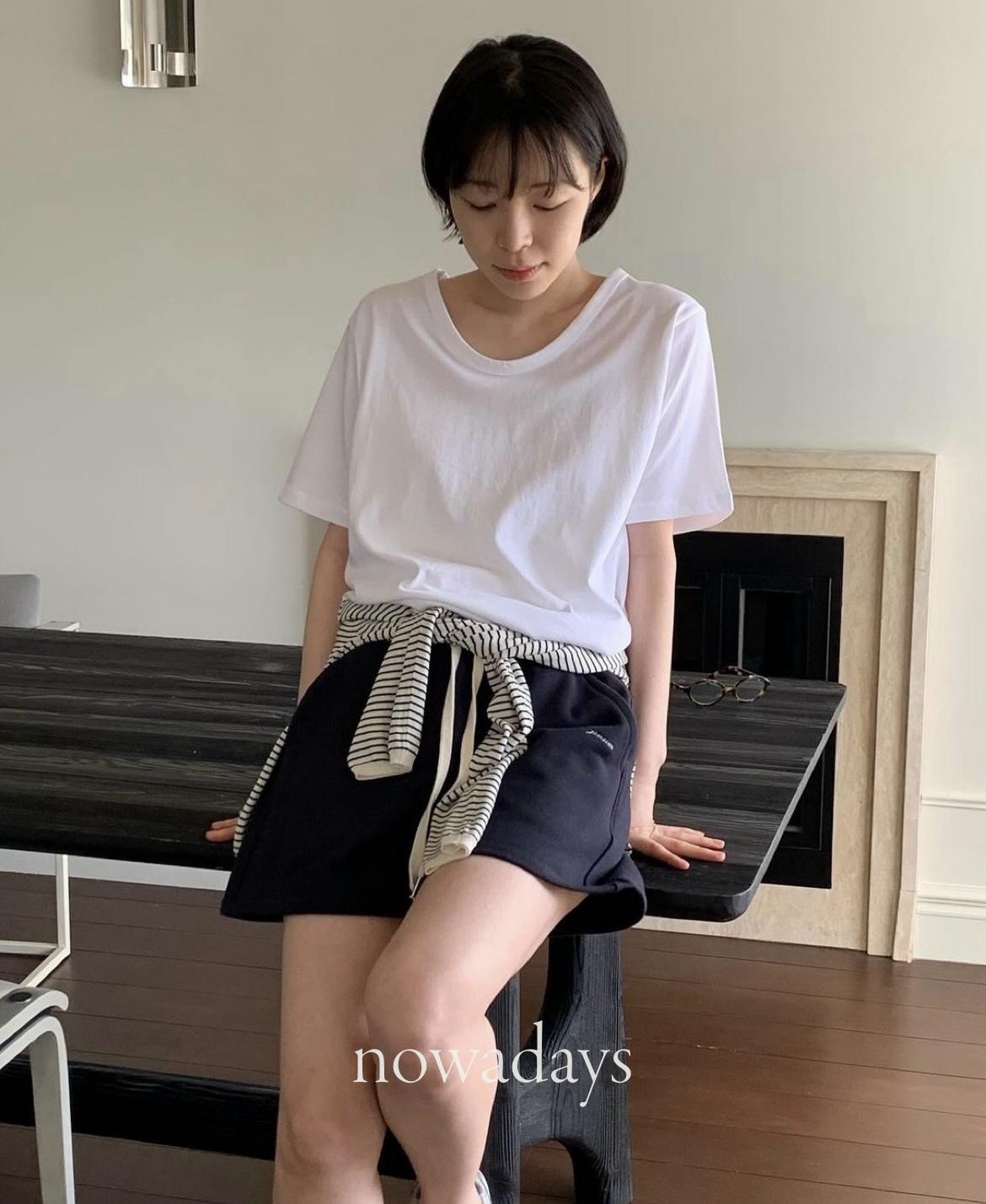 jinsim 진심 파르페 유넥 티셔츠 코튼 반팔 라운드 데일리 t (3col)