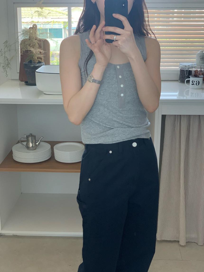 바이안 회 당일 / fllanel 플라넬 모브 슬리브리스 민소매 유넥 헨리넥 골지 나시 (2 color)