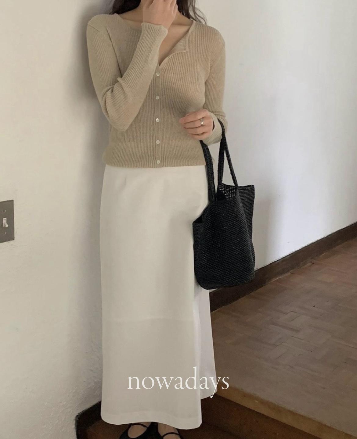 monique 모니크 플랫 스커트 H라인 베이직 썸머 롱 치마 (2col)