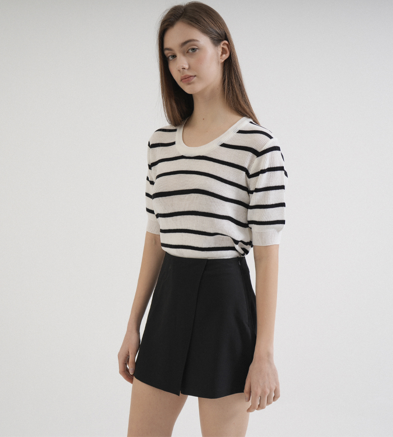 [MADE] 배색 스프라이트 실루엣 리틀 단가라 니트 (4color)