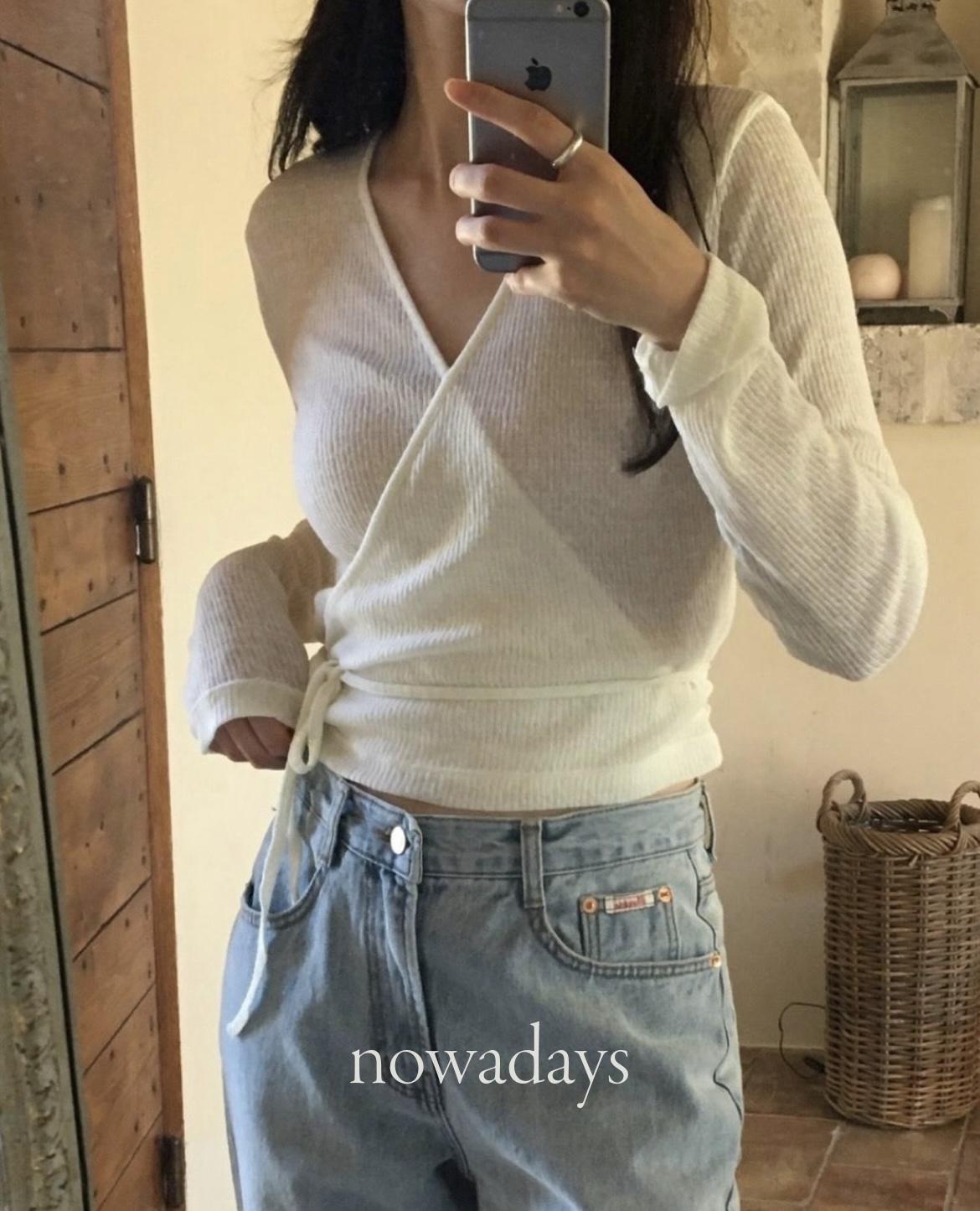 나우어데이즈 founders 파운더스 아띠 가디건 코튼 긴팔 브이넥 랩 니트 cd (3col)