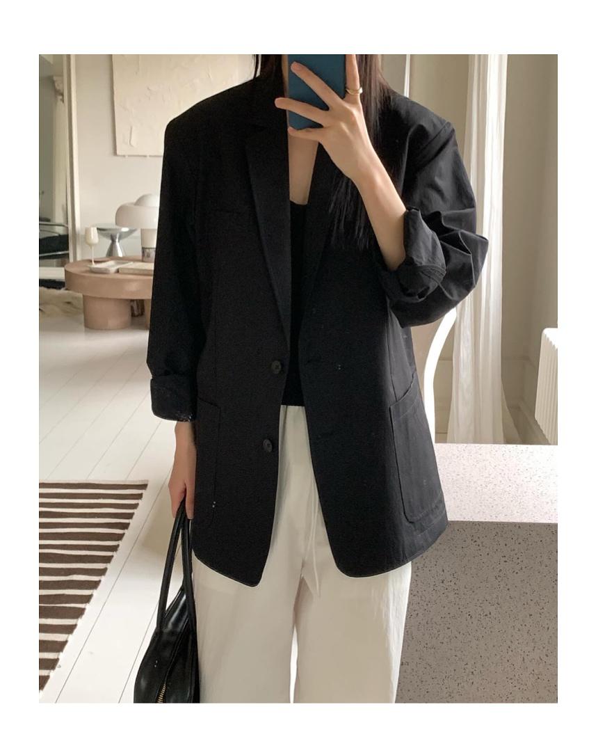 비엔느 Object 오브젝트 메르 코튼 루즈핏 싱글 자켓 (2c)