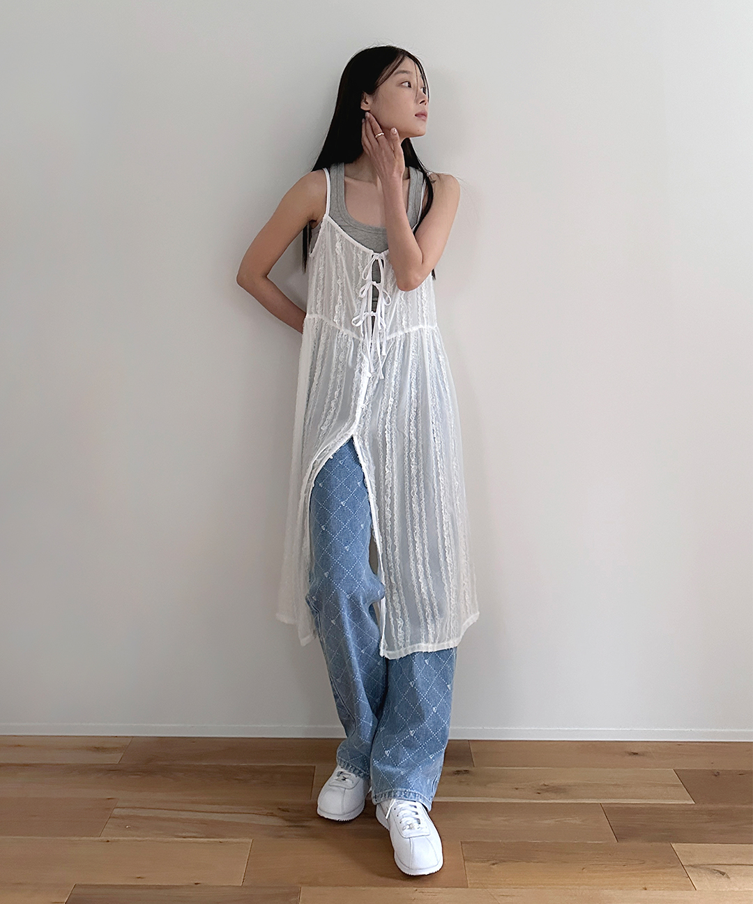 마가린핑거스 LACE CHIFFON ONE PIECE (WHITE)