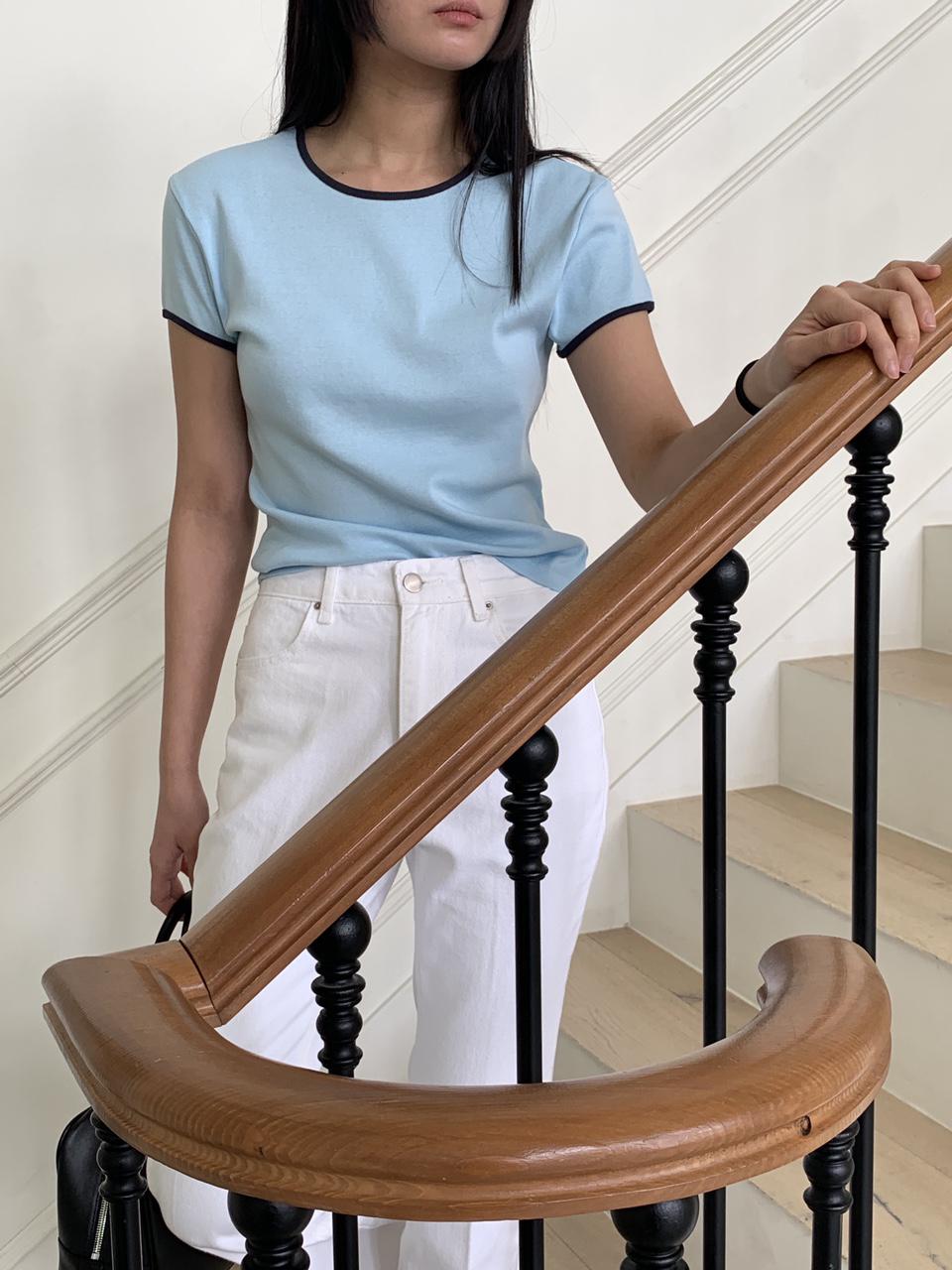 베데떼 24ss 언더스탠딩 토미 배색 반팔 티셔츠 (4col)