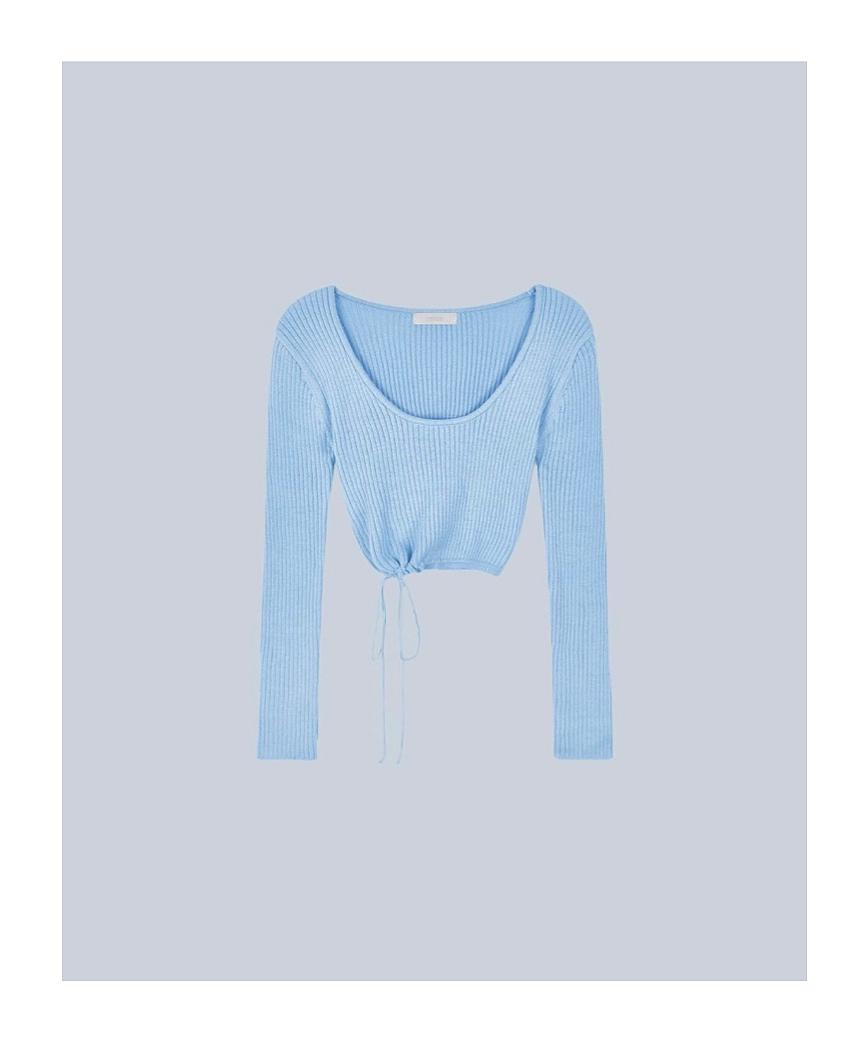 비엔느 [쿠폰] riette 리에뜨 제이니 니트 유넥 스트링 골지 크롭 nt (3c)