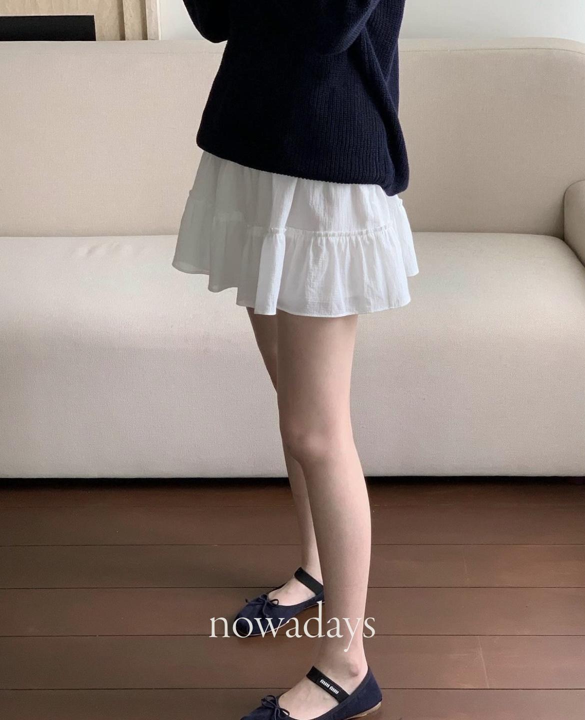 나우어데이즈 jinsim 진심 샤이네스 스커트 코튼 A라인 플레어 미니 치마 (2col)