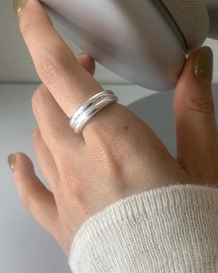 디어메리 (silver925) Two line volume open ring