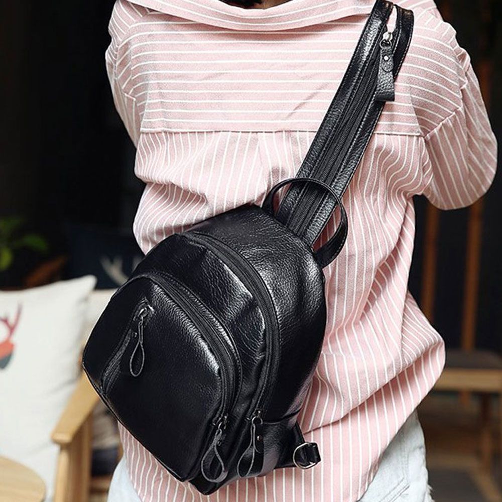 아리아리상점 앞지퍼 미니 백팩 크로스 가방 블랙 백팩 데일리 가방 패션백팩 여성용백팩 데일리백팩