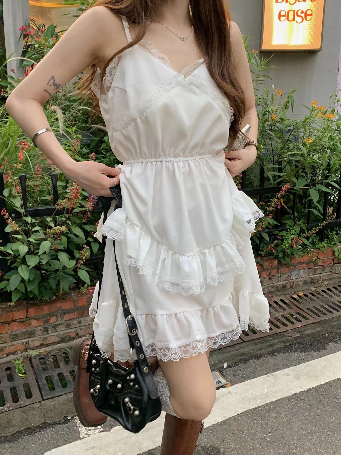 슬랜 에임 레이스 프릴 슬리브리스 원피스 5106