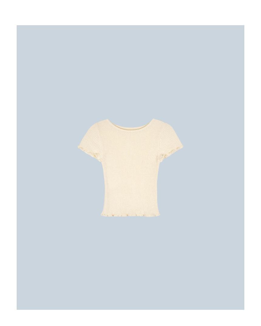 비엔느 [SALE/당일] riette 리에뜨 글로이 프릴 크롭 반팔 니트 (2c) 크림 당일발송