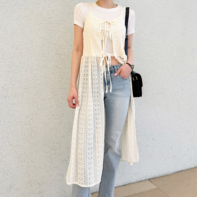 다미님 2컬러 나시 롱원피스 트임 끈 리본 스트링 스트랩 망사 시스루 린넨 여름 여행 H라인 머메이드 하객룩 결혼식 파티룩 반팔 긴팔 브이넥 레이어드 라운드넥 무지 배색