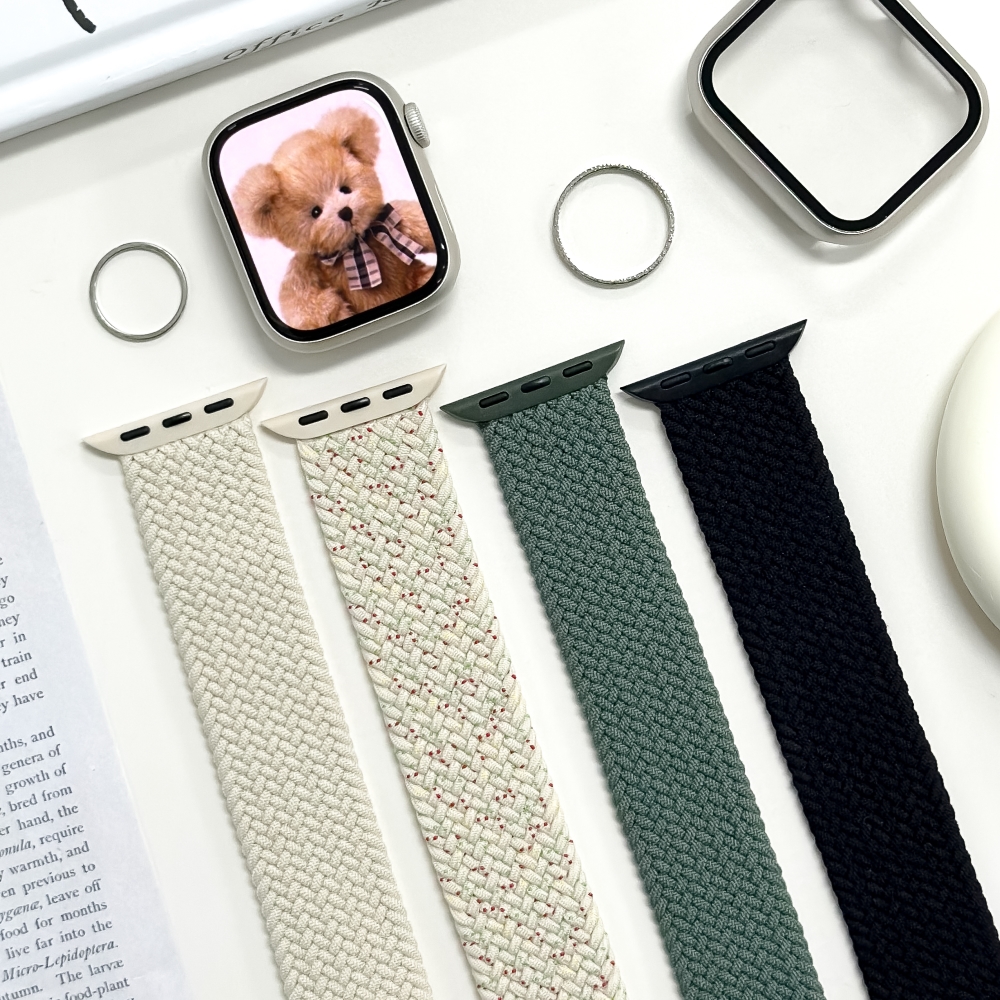 링고룸 필름증정💜익일도착 애플워치 스트랩 솔로 루프 메탈 케이스 필름 밀레니즈 가죽 밴드 스포츠 스타라이트 우정 커플 생일 선물 당일 하객룩 여행 팔찌 10 9 8 7 4