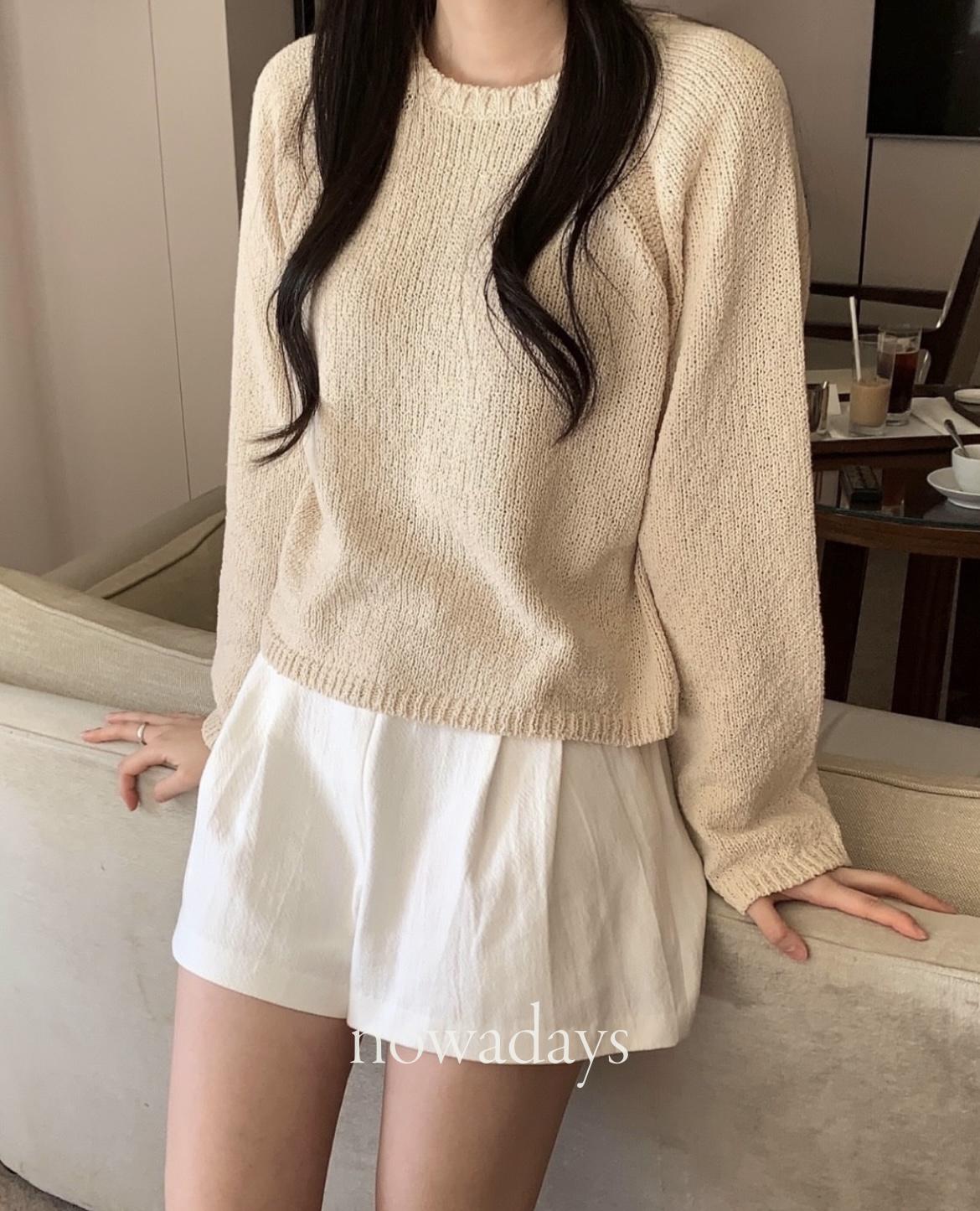 나우어데이즈 검 당일 / founders 파운더스 로이 라운드 니트 코튼 긴팔 래글런 썸머 nt (3col)