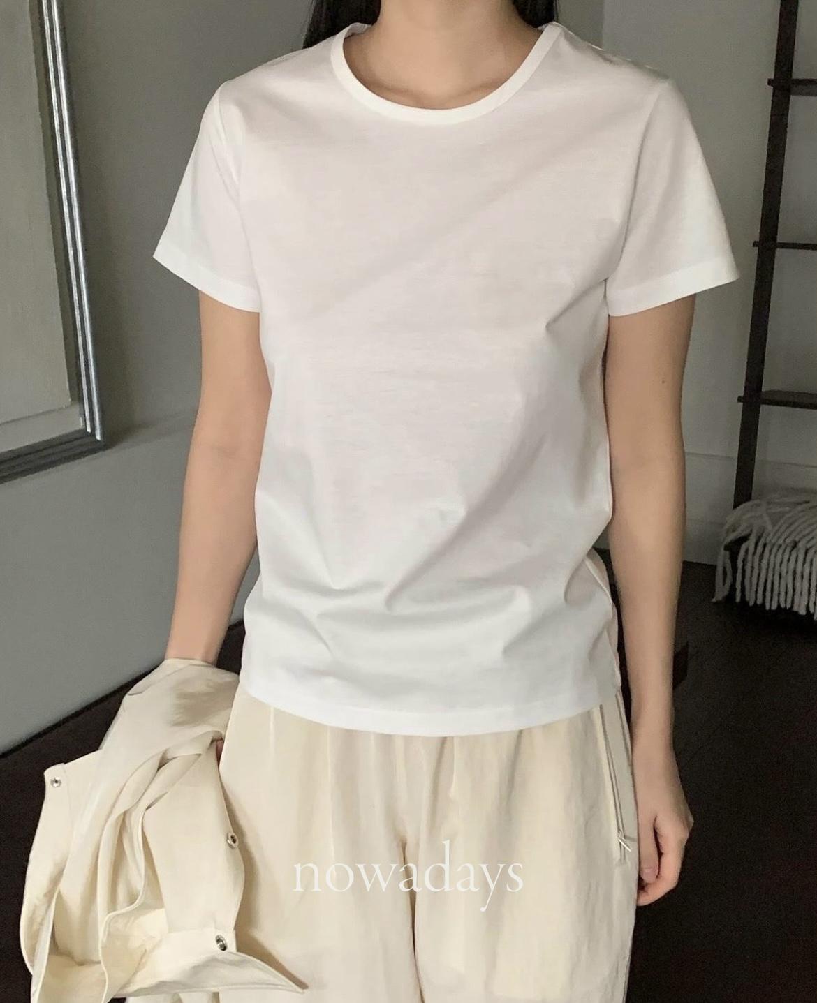 오브젝트 실켓 반팔 티셔츠 코튼 라운드 데일리 t (4col)