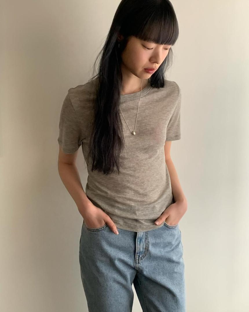 아파트먼트프라토 [JINSIM] 진심 노말 티셔츠 울 텐셀 골지 반팔 라운드 이너티 (5color)