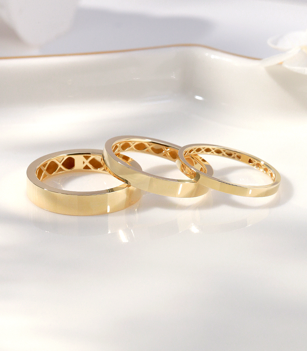 므씨엘 [주문제작] 14K 3mm 셀러브리티 플랫레이어드 반지