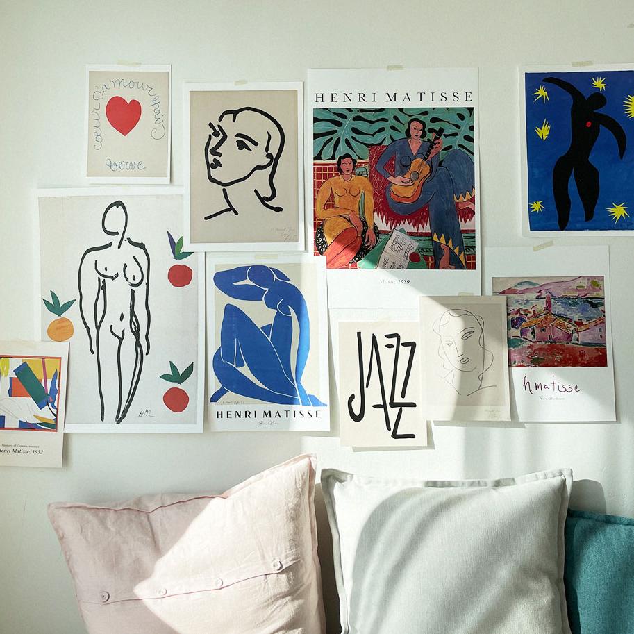 러키펀치 앙리마티스 아트 드로잉 포스터 그림 3사이즈 18종 감성 거실 창문 액자 인테리어 명화 그림 미드센츄리 굿즈 아트