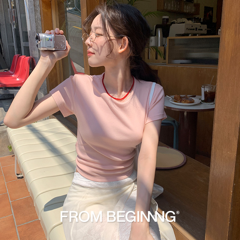 프롬비기닝 오늘배송 4천장돌파 Made 베이스 골지슬림티컬러추가6color 반팔 반팔티 레이어드 티셔츠 기본티 레이어드티 상의 이너티 출근룩 가을