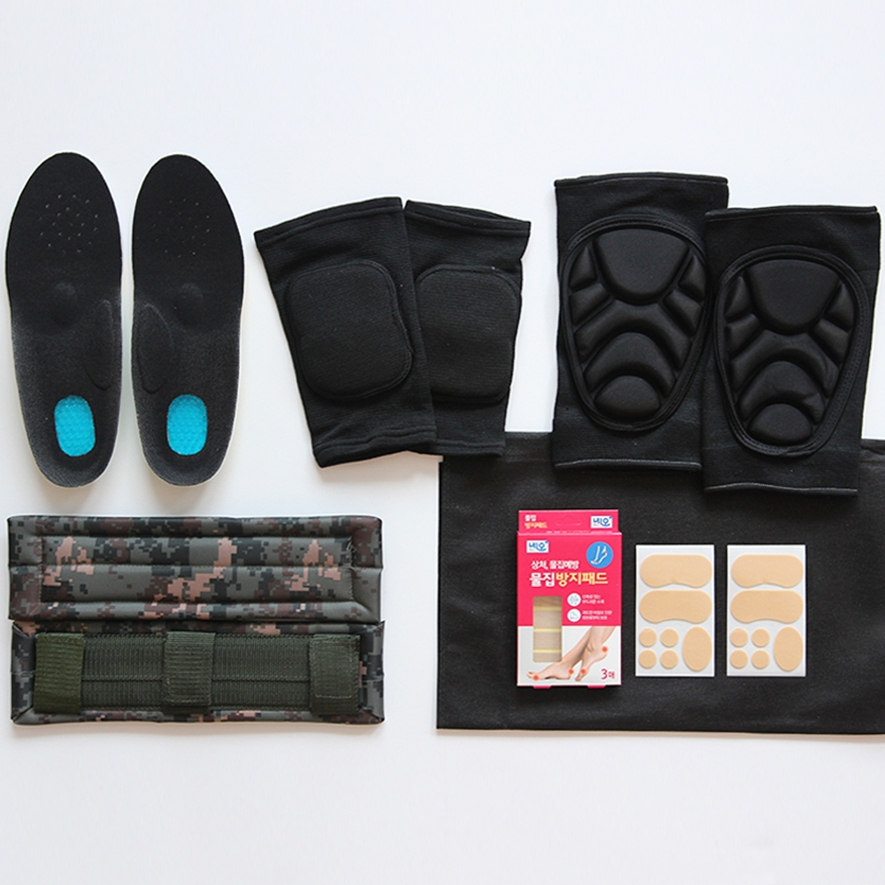 갓샵 군대 군 입대 입영 훈련소 준비물 반입가능 프리미엄급 필수 용품 세트 논산 육군 군인 가기전 갈때 선물 군용 전투화 깔창 무릎 팔꿈치 엘보 보호대 물집방지 패드 밴드