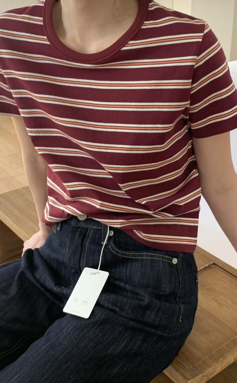 베데떼 24ss 드온도 멀티 스트라이프 반팔 티셔츠 단가라 배색티 (3col)