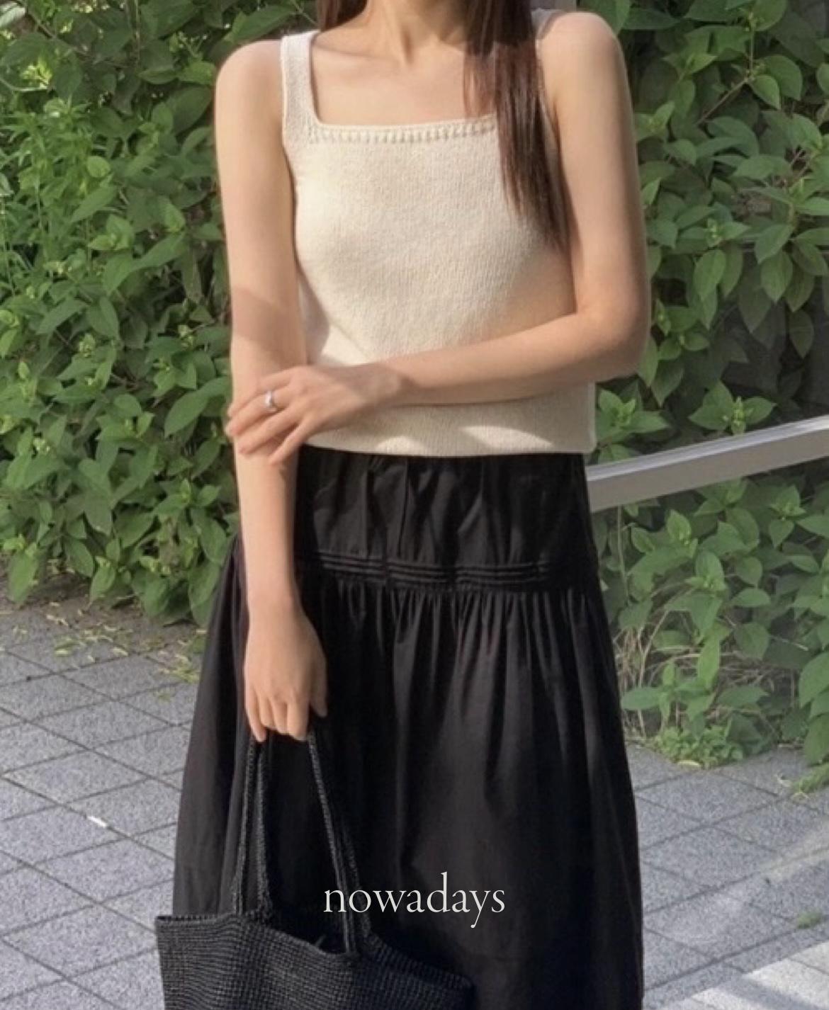 나우어데이즈 monique 모니크 조이 슬리브리스 니트 여름 썸머 민소매 끈 나시 (3col)