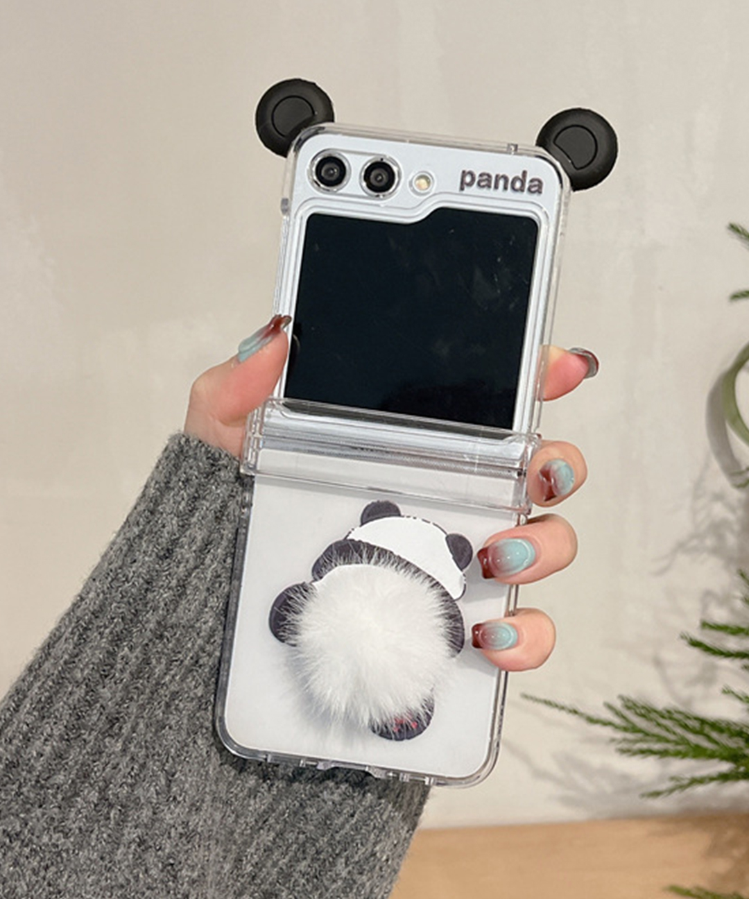 핑크리어카 귀여운 지플립 Z플립 3 4 5 6 팬더 궁둥이 귀 거치대 투명 유니크 키치 심플 지플립4 지플립6케이스 지플립5케이스 힌지보호 삼성 갤럭시 핸드폰 휴대폰 폰