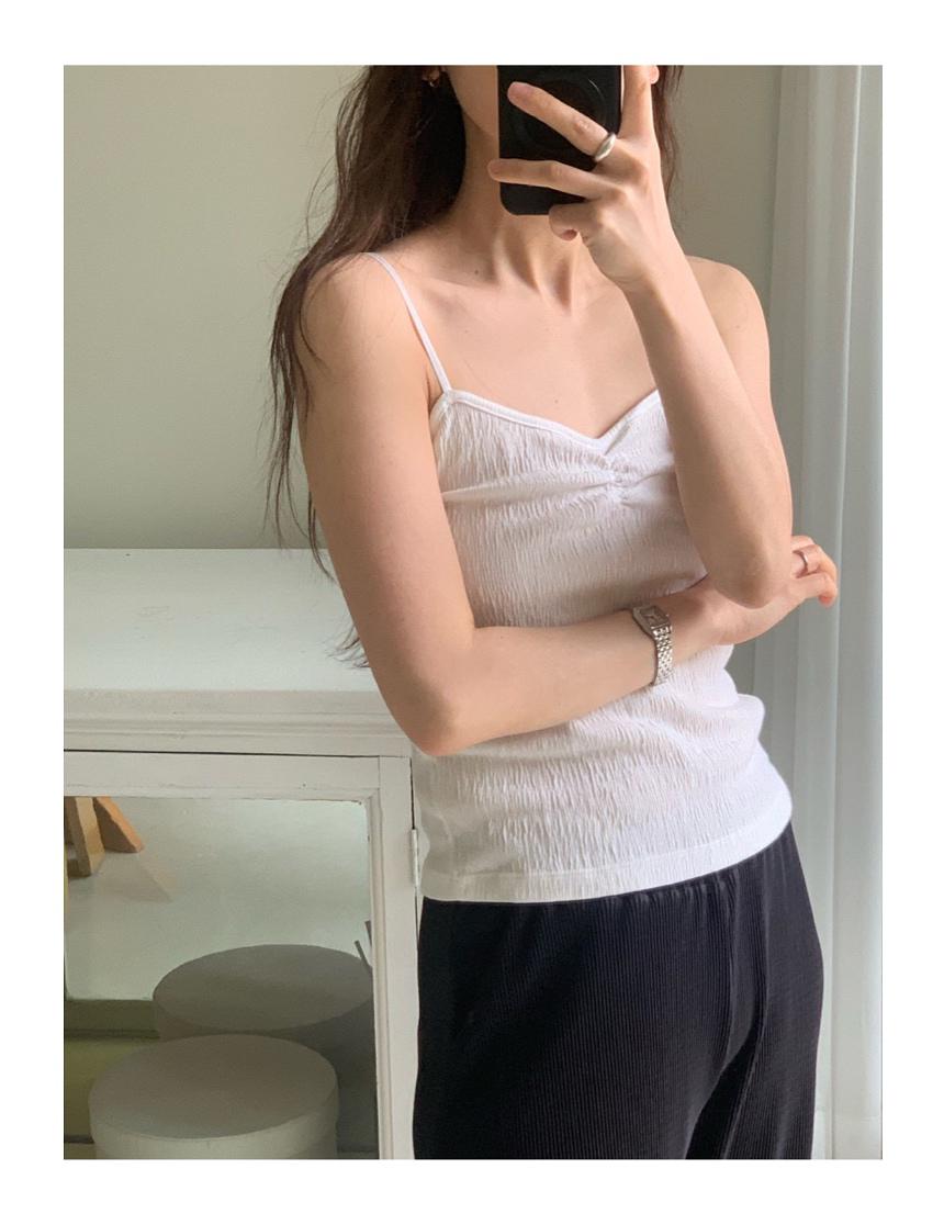 비엔느 [당일] fllanel 플라넬 링클 슬리브리스 코튼 브이넥 셔링 나시 티셔츠 (2c) 전컬러 당일발송