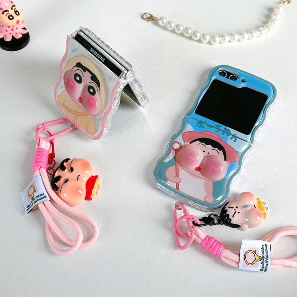 럭키만물상 Z플립시리즈갤럭시케이스짱구맹구볼빵빵 커플케이스 우정케이스 캐릭터케이스 맹구케이스 짱구케이스 귀여운케이스 스트랩키링 Z플립3 Z플립4 Z플립5 짱구키링