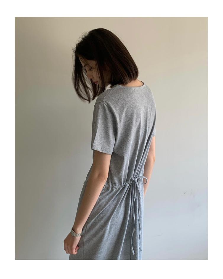 비엔느 Jinsim 진심 모어 코튼 백스트링 반팔 롱 원피스 (4c)