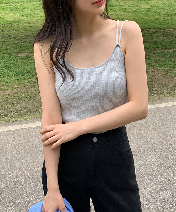 바잉몰 [촉감👍]너스 더블 스트랩 골지 라운드 끈 나시 -4color